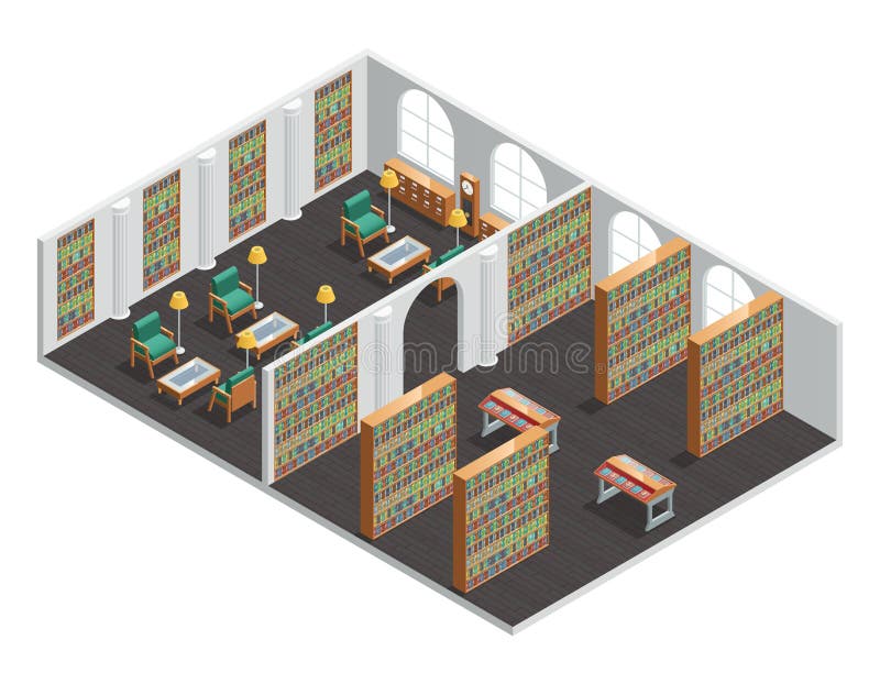 Isometric Library Interior Stock Illustrations – 1,097 Isometric ...