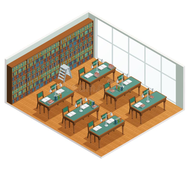 Isometric Library Interior Stock Illustrations – 1,097 Isometric ...