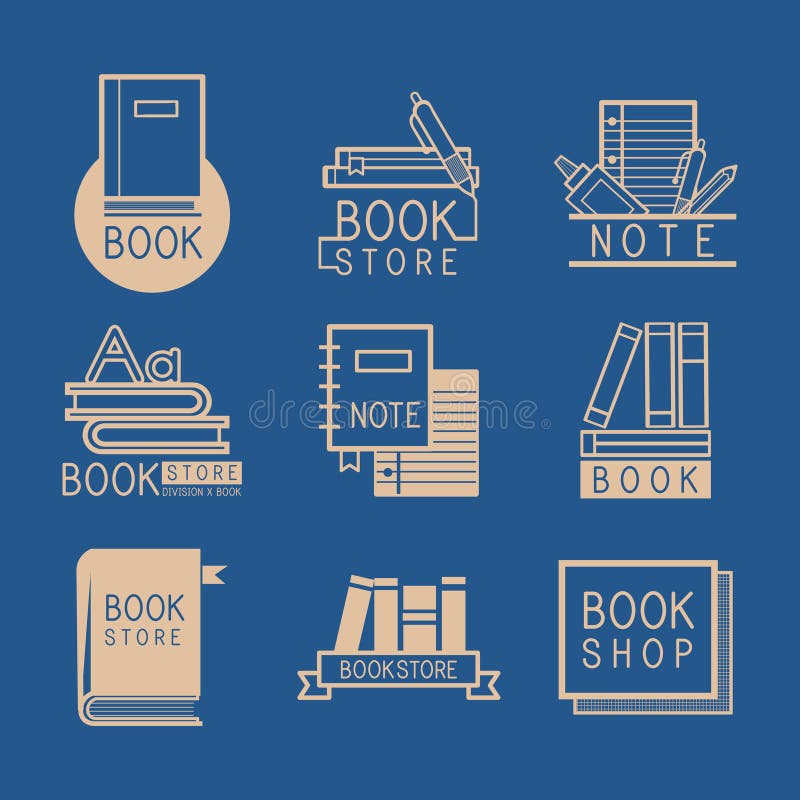 Bookstore Logos and Sign Set Vector Stock Vector - Illustration of ...