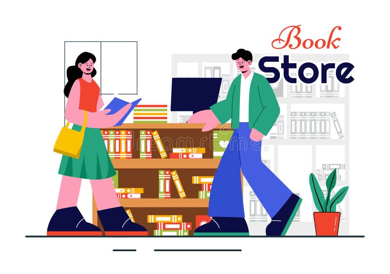 Bookstore Vector Illustration Featuring a School Library Room for ...