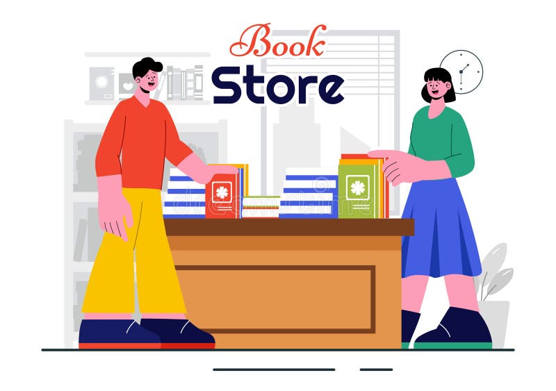 Bookstore Vector Illustration Featuring a School Library Room for ...