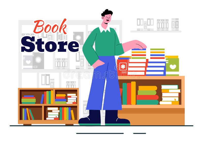 Bookstore Vector Illustration Featuring a School Library Room for ...