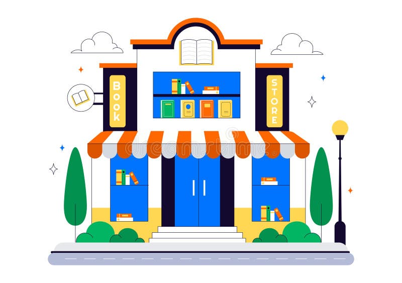 Bookstore Vector Illustration Featuring a School Library Room for ...