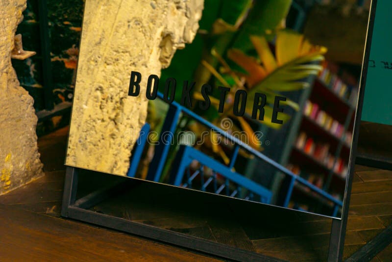 Bookstore Written with Black Letters on Rustic Mirrow Stock Image ...