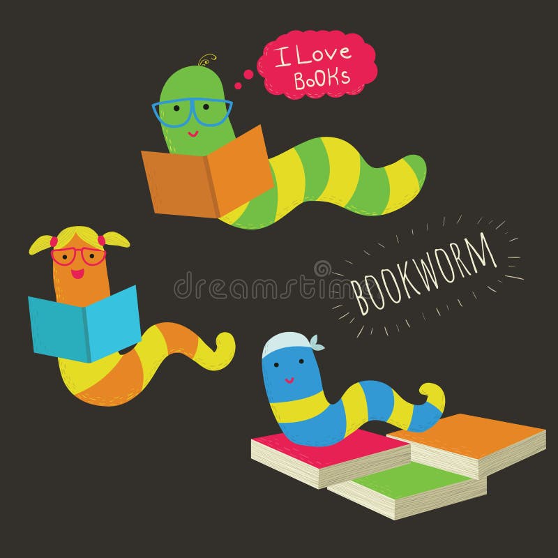 Bookworm stock vector. Illustration of cartoon, book - 66526689