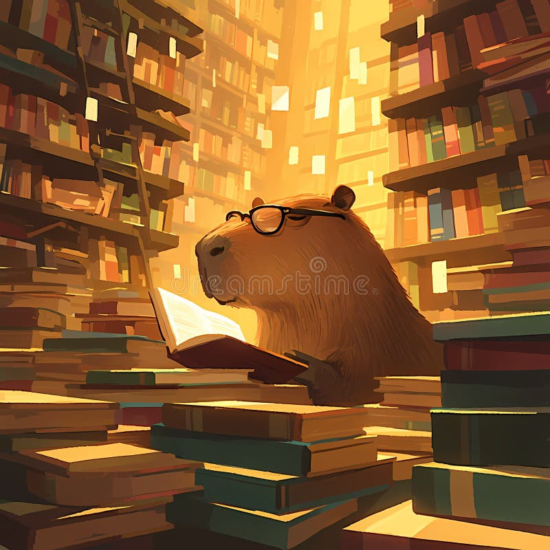 Bookworm Hamster Delights in Reading Adventure Stock Image - Image of ...