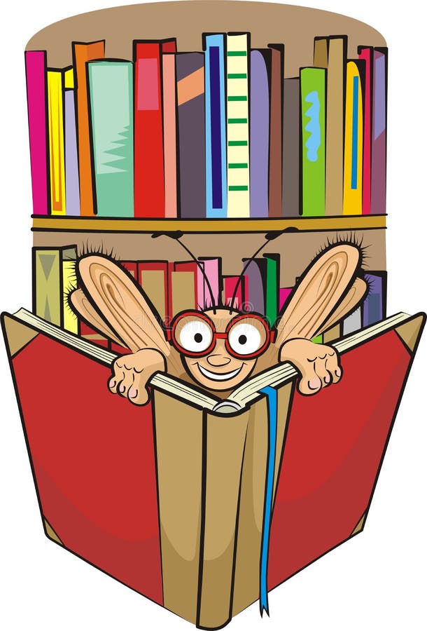 Bookworm and library stock vector. Illustration of cartoon - 23719795