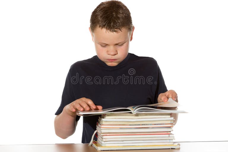 Bookworm Reading a Pile of Books Stock Photo - Image of scholastic ...