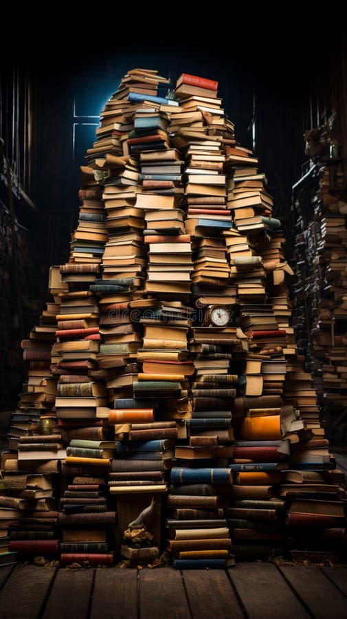 Bookworms Delight a Towering Stack of Books at the Bookshop Stock ...
