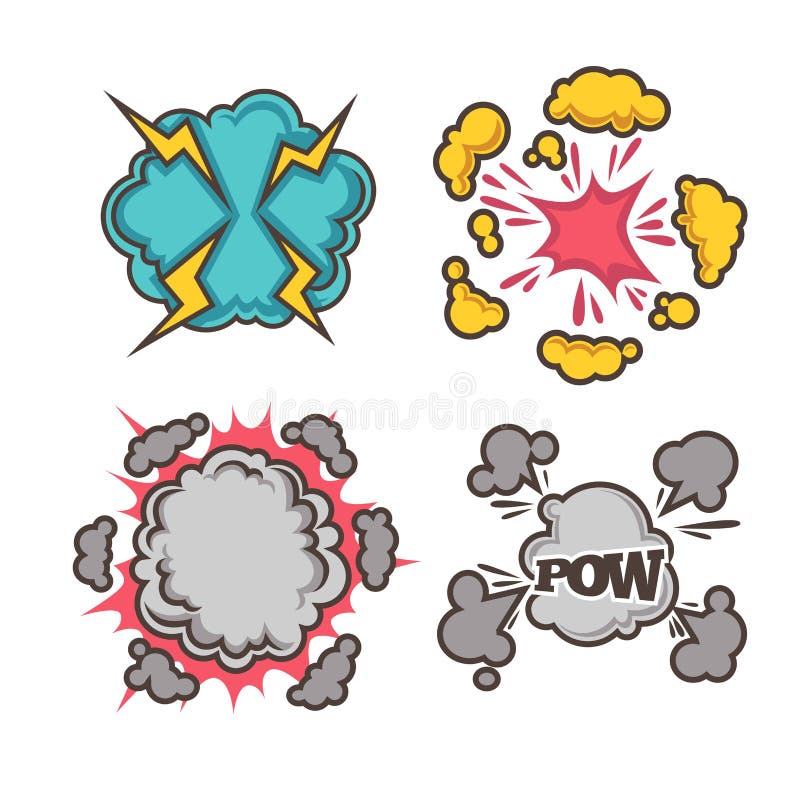 Comic Bubble Clouds of Vector Cartoon Text Exclamations Boom, Bang ...