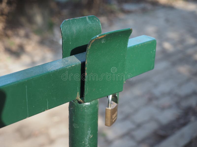 Boom barrier with lock stock photo. Image of passage - 141257944