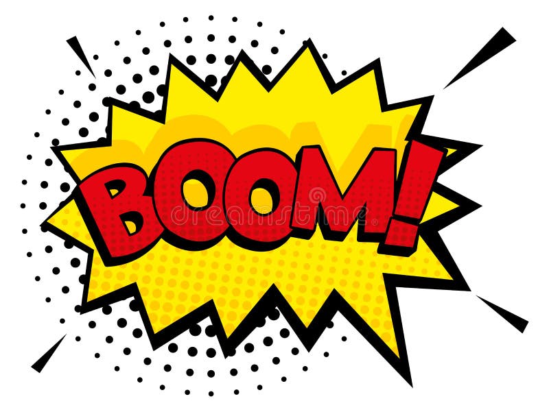 Boom Colorful Sticker in Comic Explosion Style. Splash Frame Stock ...
