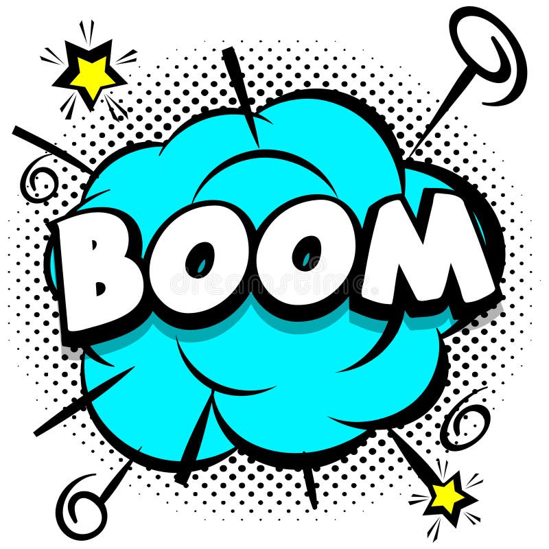 Boom Comic Bright Template with Speech Bubbles on Colorful Frames Stock ...