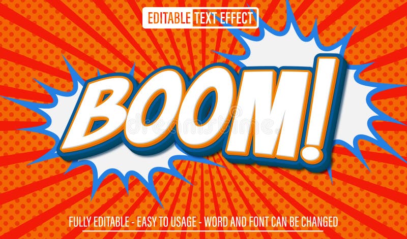 Boom Comic text effect 3d stock vector. Illustration of word - 271769815