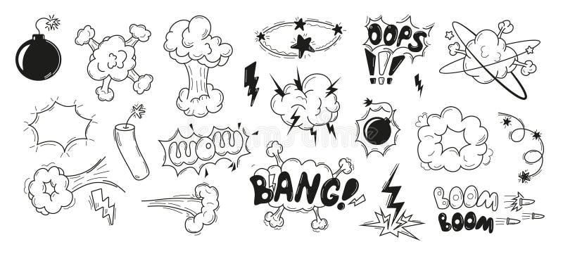 Boom Effects and Explosion Elements. Comic-style Zap, Bam, and Smoke ...