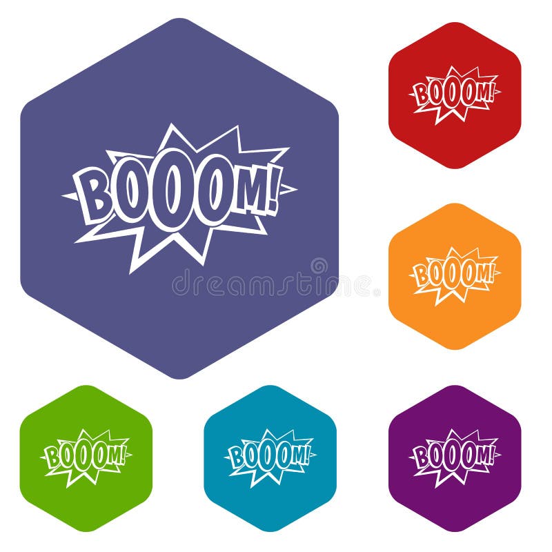 Boom, Explosion Bubble Icons Set Hexagon Stock Vector - Illustration of ...