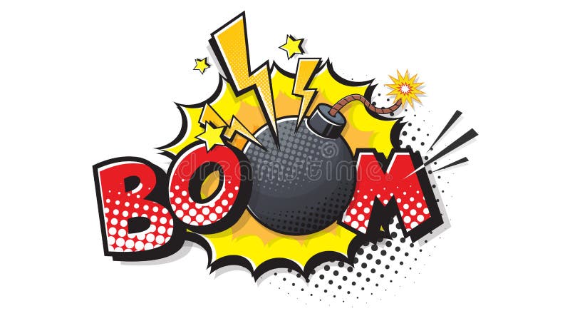 BOOM Expression Text. Bomb Bubble in Pop Art Style Stock Vector ...