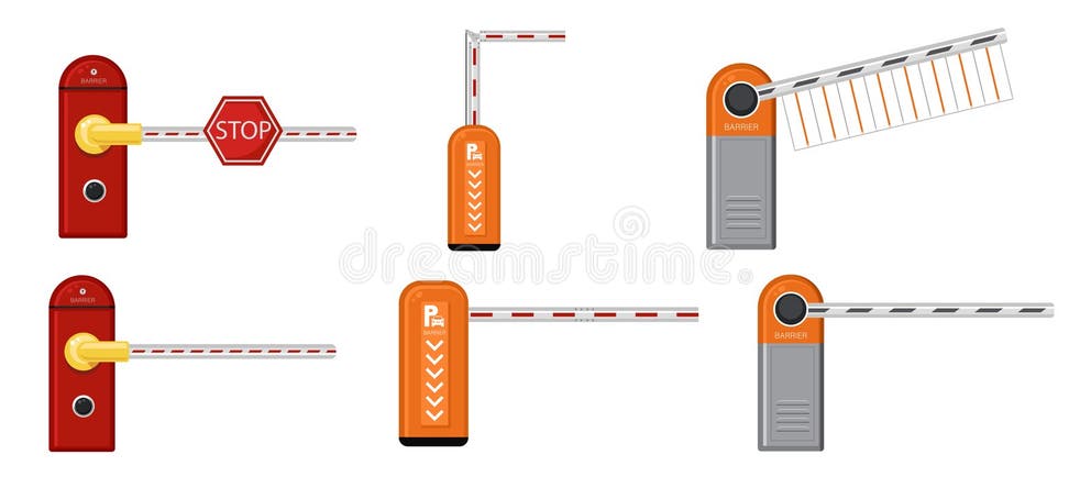 Boom Gate and Barrier Arm Icons. Raised and Lowered Security Bar Set ...
