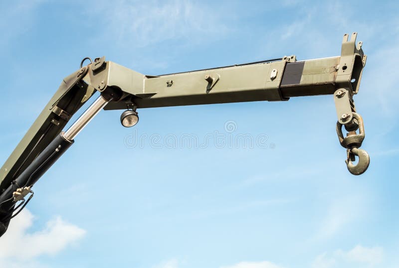 Boom and Hook of a Construction Crane on the Truck Stock Photo - Image ...