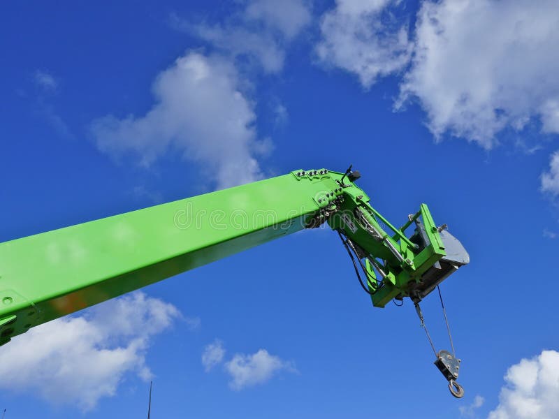 Boom, Hook and Sling of a Green Mobile Crane Stock Photo - Image of ...