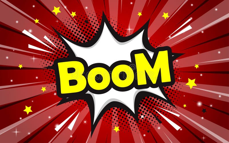 Boom Isolated Comic Text Speech Bubble. Halftone Vector Illustration ...