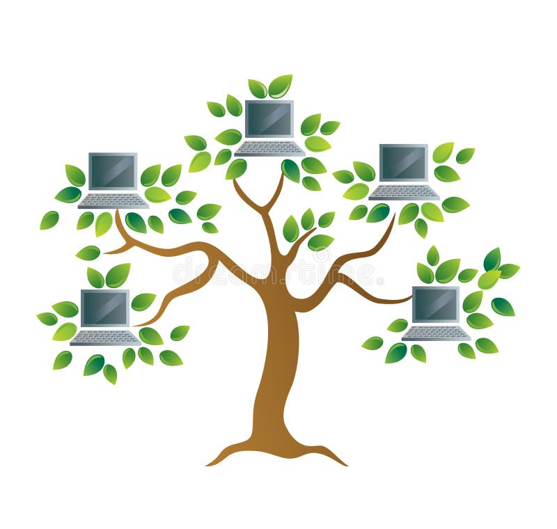 Boom met computers vector illustratie. Illustration of ideeën - 3571600