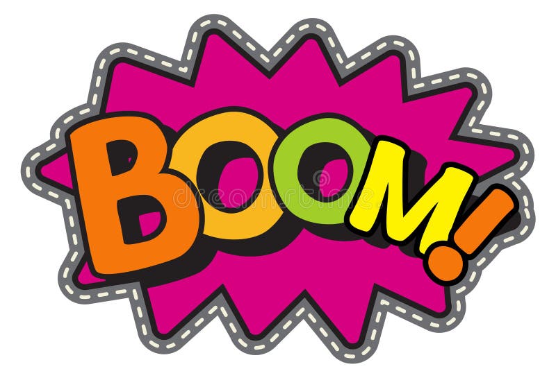 Boom Patch. Comic Sound Effect Cloud Sticker Stock Vector ...