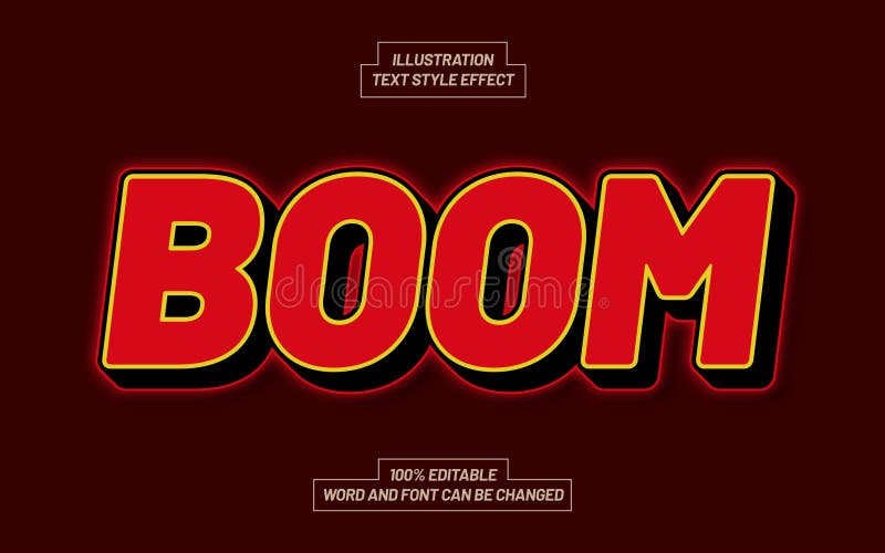 Boom Red and Yellow Text Style Effect Stock Vector - Illustration of ...