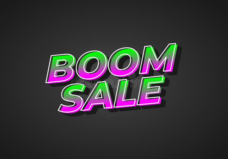 Boom Sale. Text Effect in Eye Catching Color with 3D Look Effect Stock ...