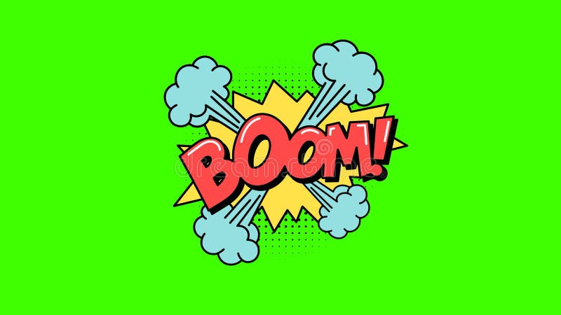 BOOM Text Animation with Comic Style on Green Pastel Stock Video ...