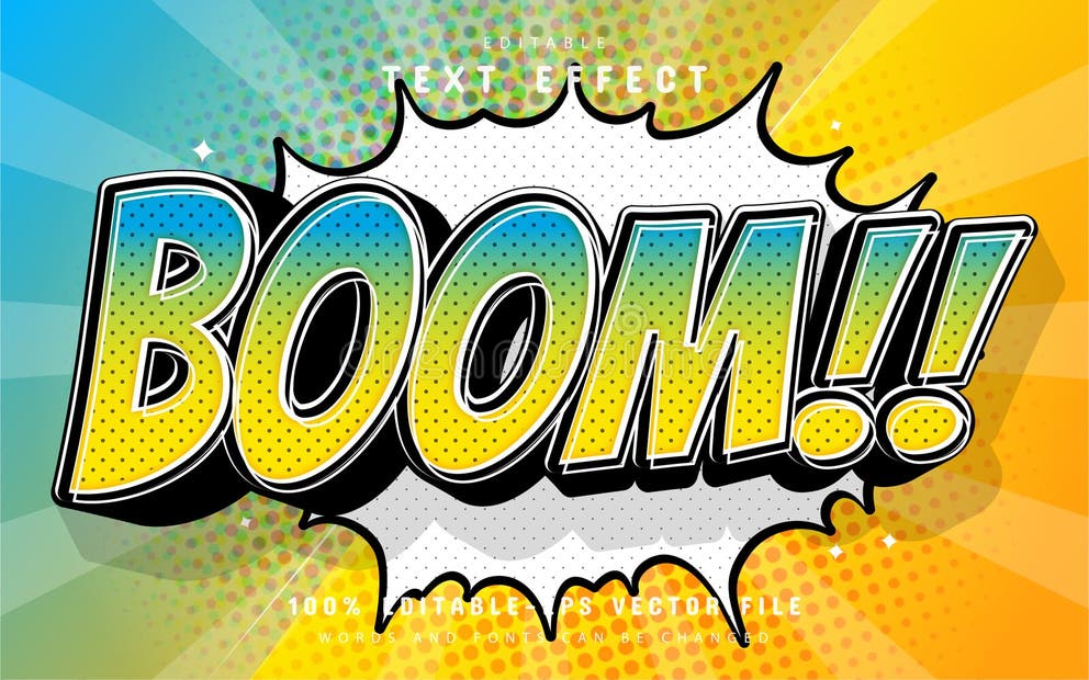 Boom Text Effect Comic Style Stock Vector - Illustration of bang, comic ...