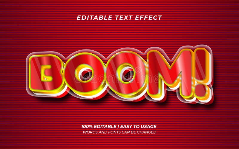 Boom Text Effect with Modern Unique 3d Style Editable Stock Vector ...