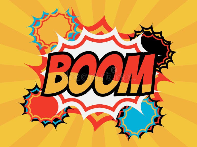 Boom Text Illustration Design with Comic Style, Boom Text Illustration ...