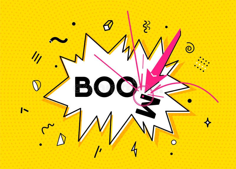Boom Vector Background. Surprise Burst with Font Text Sign, Arrow in ...