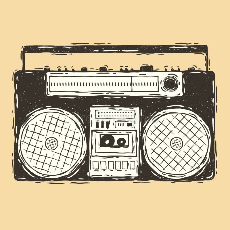 Boombox stock vector. Illustration of sketch, vintage - 88559915