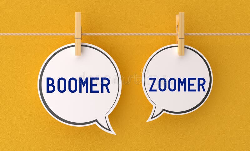 Boomer and Zoomer Text Message.Speech Bubbles Attached To a String with ...