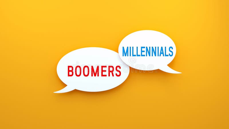 Boomers and Millennials Text Message on Speech Bubble. Web Banner ...