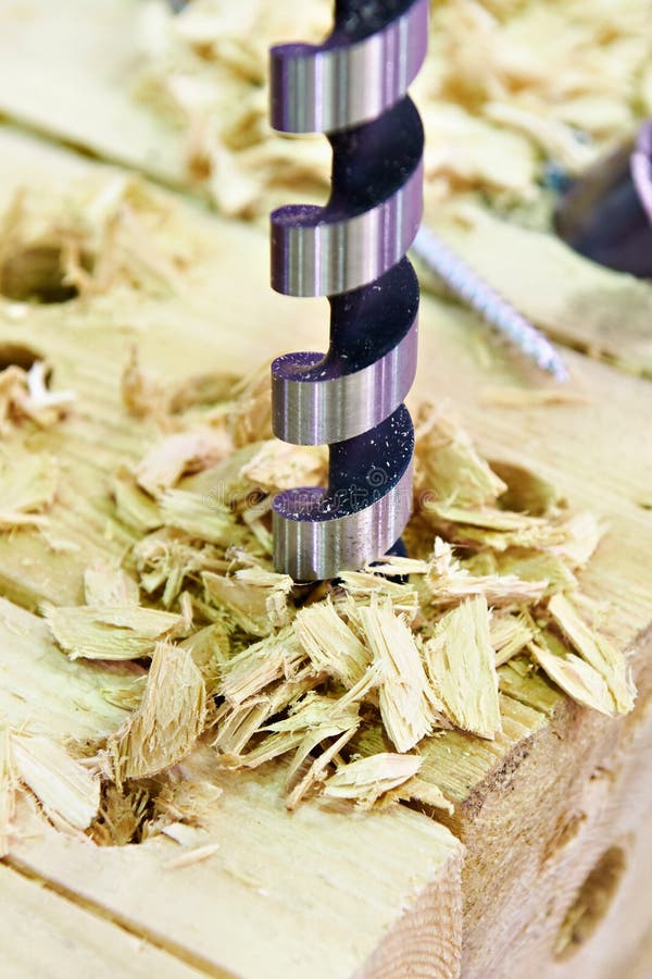 Het Boren Van Een Gat In Hout Houten Boor En Triplex In Een ...