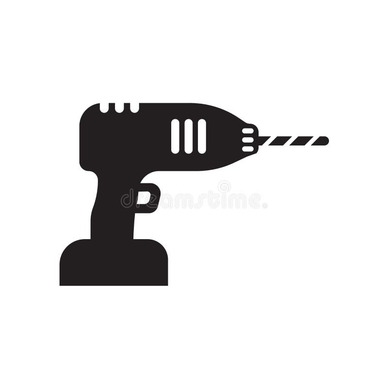 Het Het Vectordieteken En Symbool Van Het Boorpictogram Op Witte ...