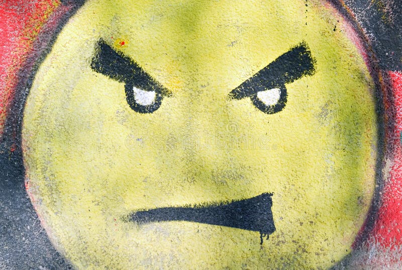 Boos Die Smileygezicht Op Plaat Wordt Gemaakt Stock Afbeelding - Image ...