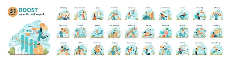 Boost Big Set. Business Growth or Improvement Concepts Collection Stock ... Boost Big Set. Business Growth or Improvement Concepts Collection Stock ...