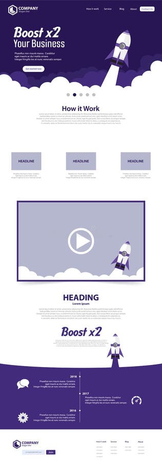 Boost Business Website Landing Page Vector Template Design Concept ...