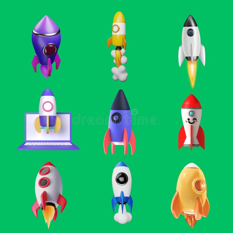 Boost Rocket 3d Element Icon with Green Background Image Stock ...