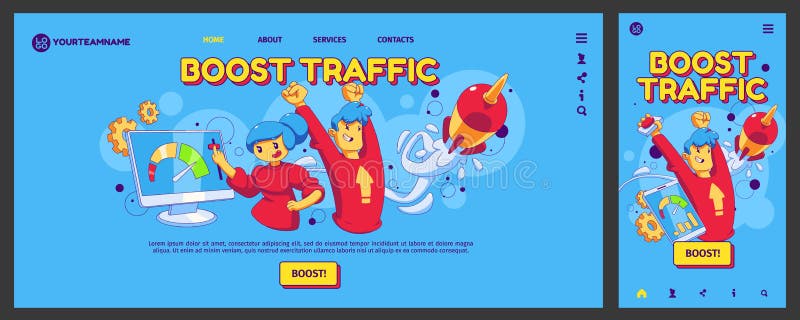 Boost Traffic Landing Page, App Ui Onboard Screen Stock Vector ... Boost Traffic Landing Page, App Ui Onboard Screen Stock Vector ...