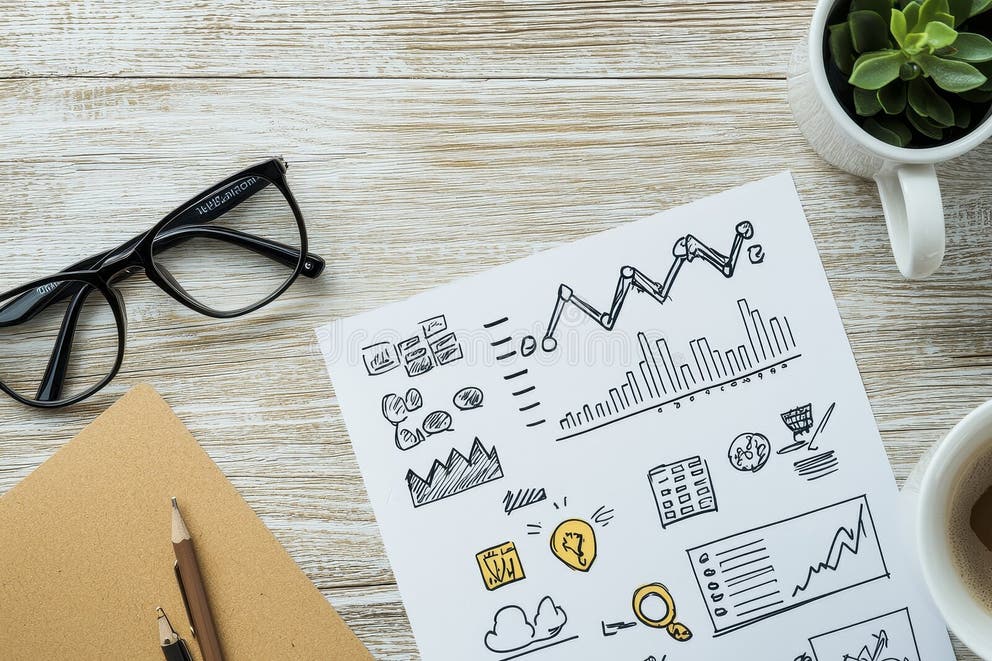 Elevate Your Business Strategy a Creative Workspace Featuring Charts ...