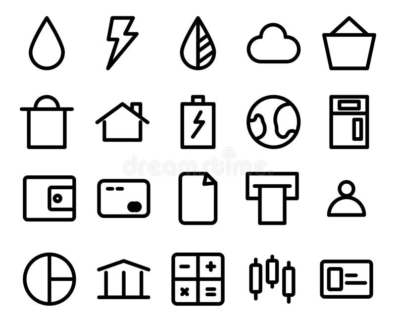 Sleek Monoline Vector Icon Set Stock Illustration - Illustration of ...