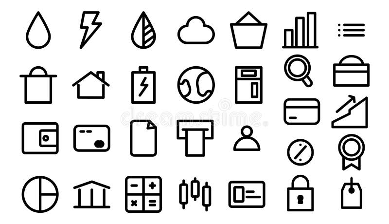 Sleek Monoline Vector Icon Set Stock Vector - Illustration of ...