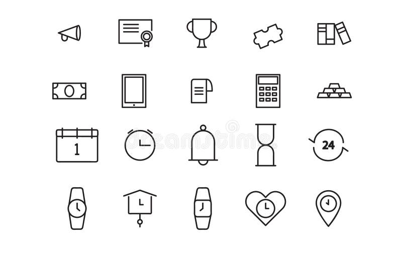 Sleek Monoline Vector Icon Set Stock Vector - Illustration of simple, singleweight: 283850011