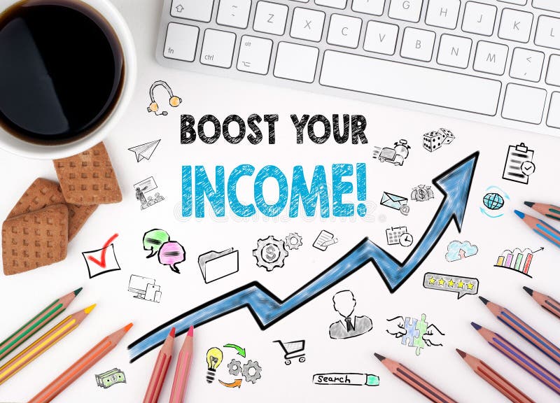 Boost Your Income, Business Concept. Computer Keyboard and Cup of ...