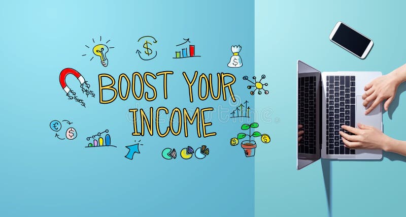 Boost Your Income with Person Working with Laptop Stock Image - Image ...